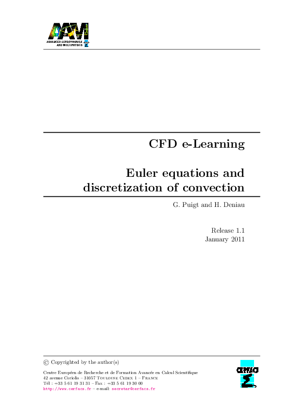 (PDF) CFD e-Learning Euler equations and discretization of convection