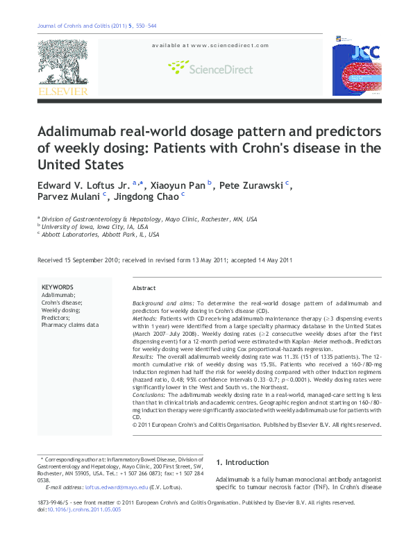 (PDF) Adalimumab real-world dosage pattern and predictors of weekly ...