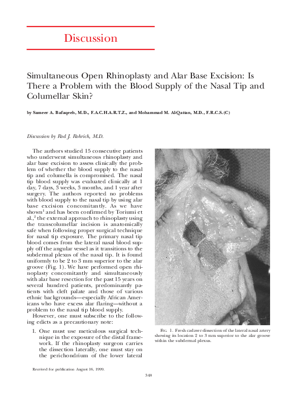 (PDF) Simultaneous Open Rhinoplasty and Alar Base Excision: Is There a ...
