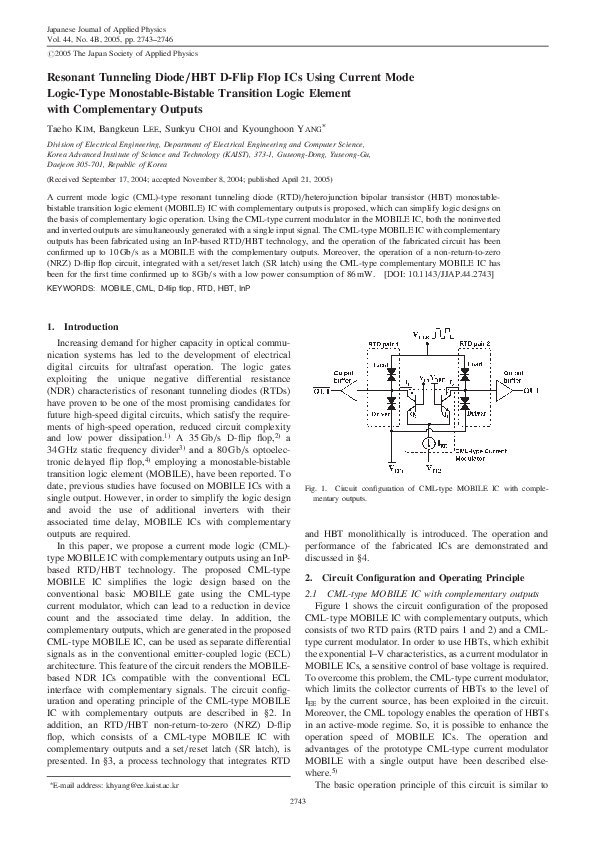 (PDF) Resonant Tunneling Diode/HBT D-Flip Flop ICs Using Current Mode Logic-Type Monostable ...