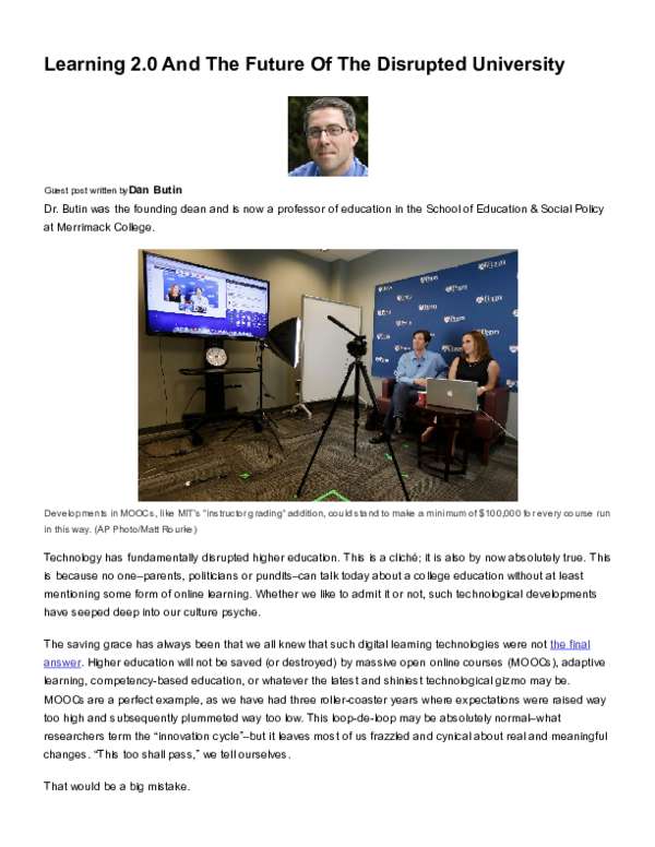 (PDF) Learning 2.0 And The Future Of The Disrupted University | Dan ...