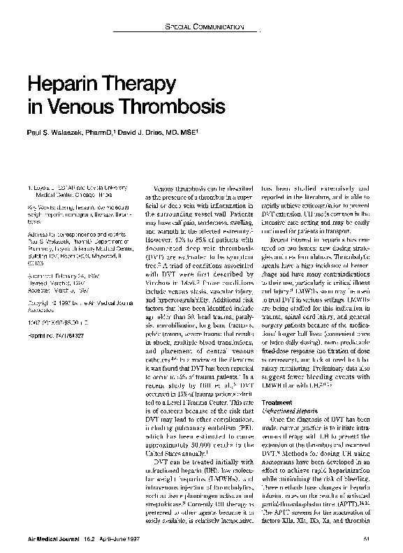 (PDF) Heparin therapy in venous thrombosis