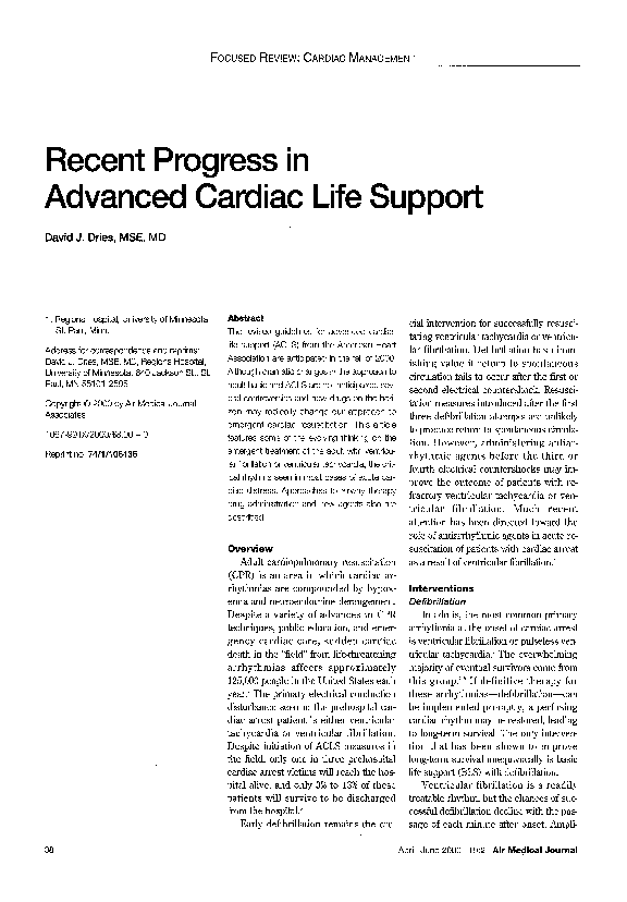 (PDF) Recent progress in advanced cardiac life support