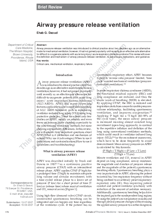 (PDF) Airway pressure release ventilation