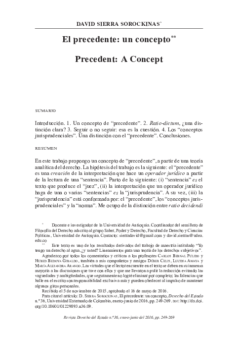 (PDF) El precedente: un concepto
