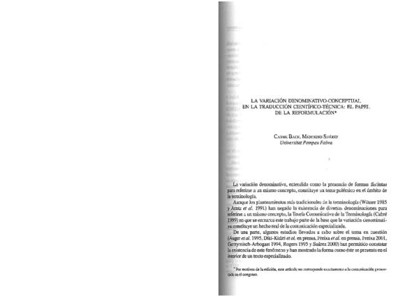 (PDF) Equivalencia conceptual y reformulación parafrástica en terminología