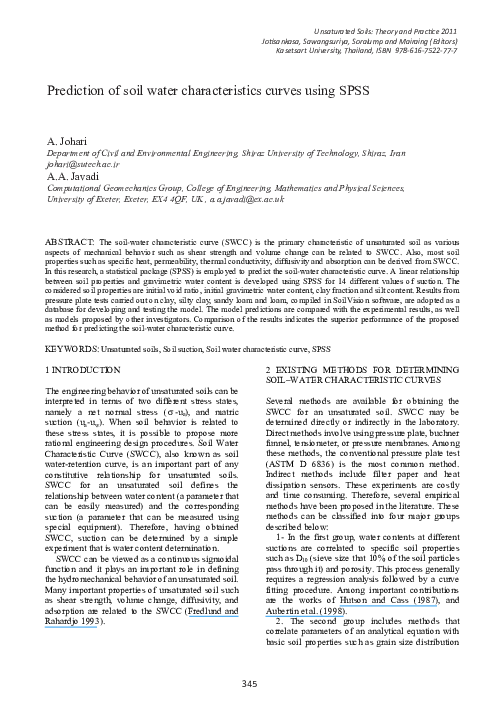 (PDF) Prediction of soil water characteristics curves using SPSS