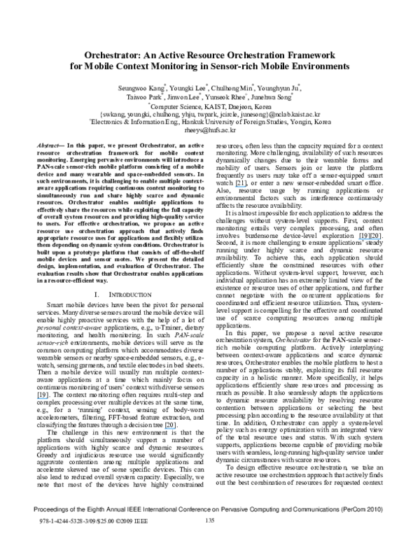 Pdf Orchestrator An Active Resource Orchestration Framework For Mobile Context Monitoring In
