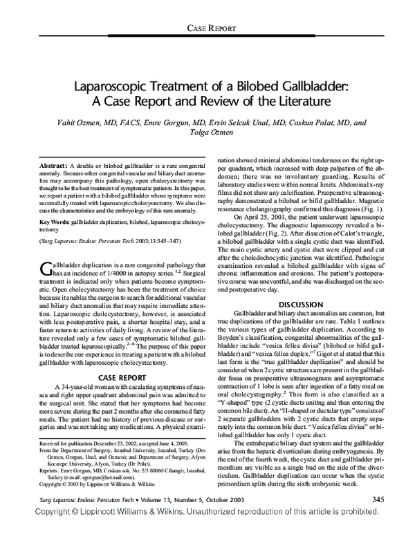 (PDF) Laparoscopic Treatment of a Bilobed Gallbladder: A Case Report ...