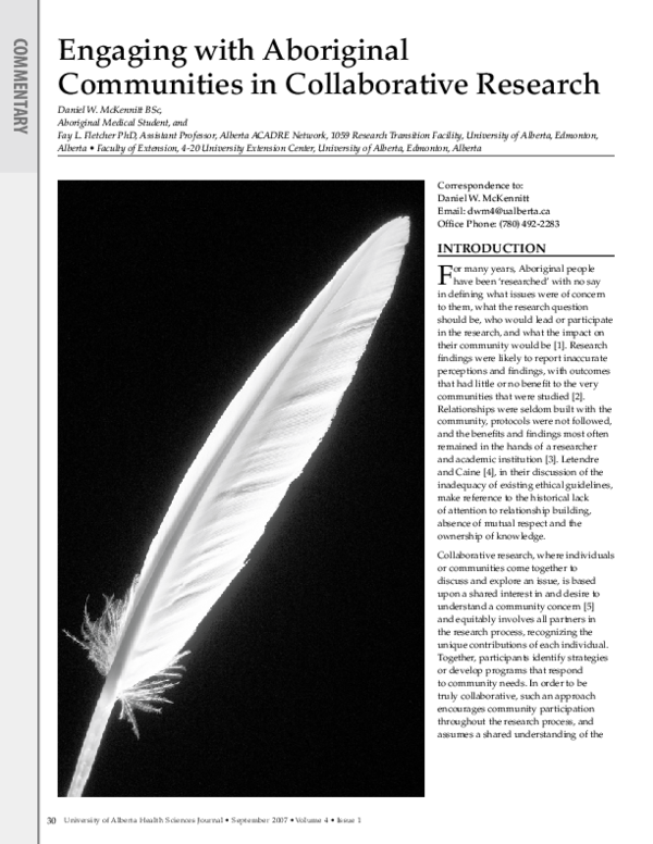 (PDF) Engaging with Aboriginal Communities in Collaborative Research