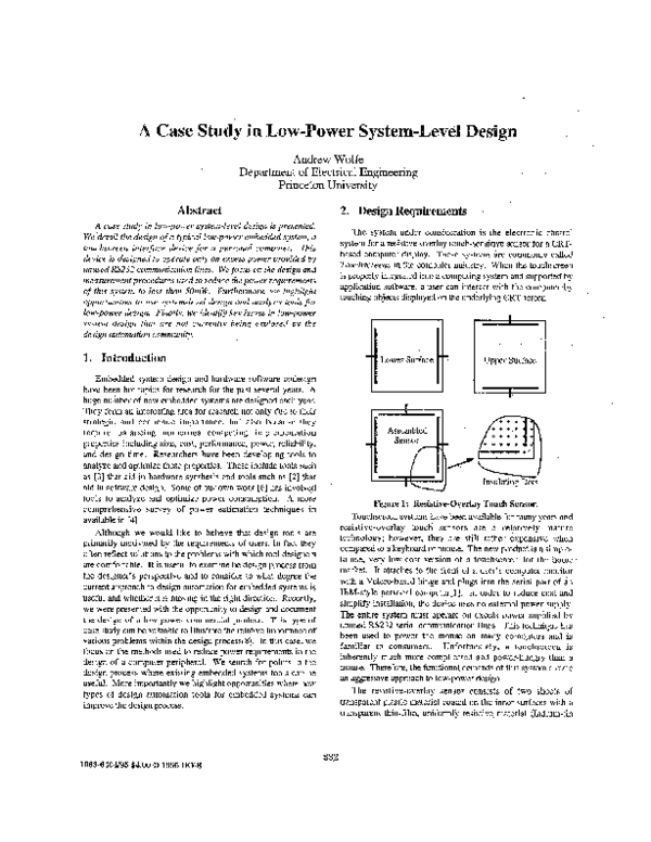 (PDF) A Case Study In Low-Power System-Level Design