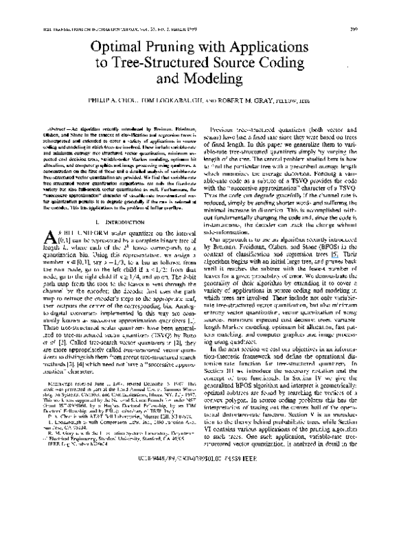 (PDF) Optimal pruning with applications to tree-structured source coding and modeling