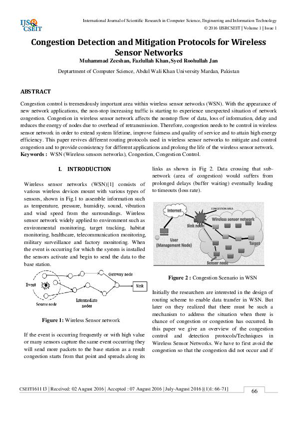 Pdf Congestion Detection And Mitigation Protocols For Wireless Sensor Networks