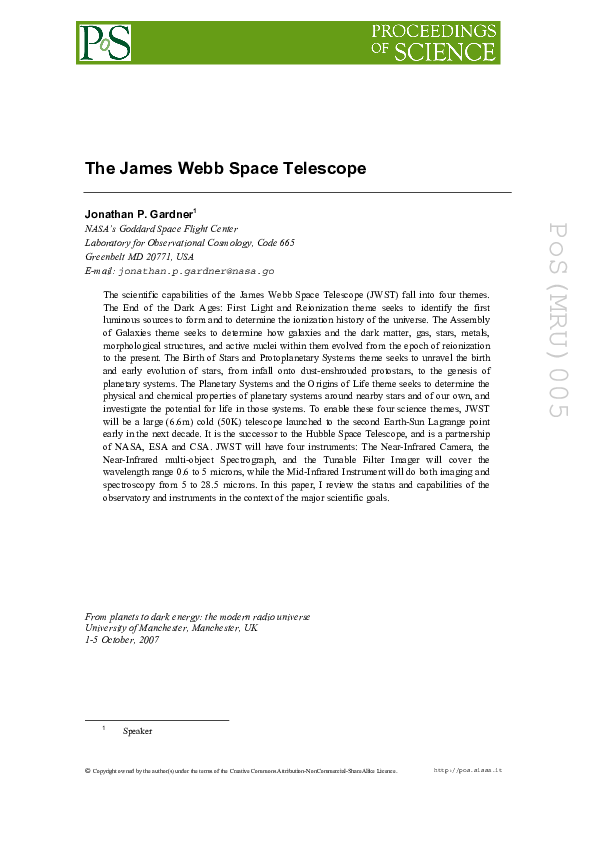 (PDF) The James Webb Space Telescope