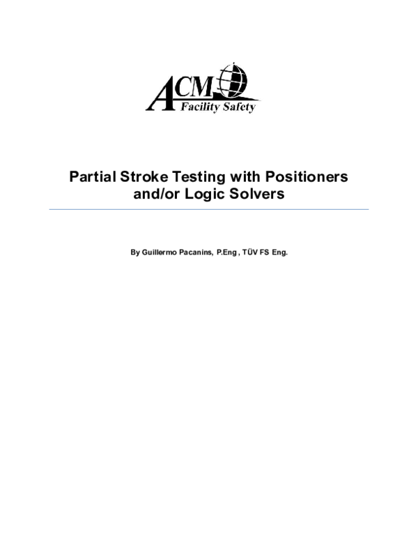 (DOC) Partial Stroke Testing with Positioners and or Logic Solvers R