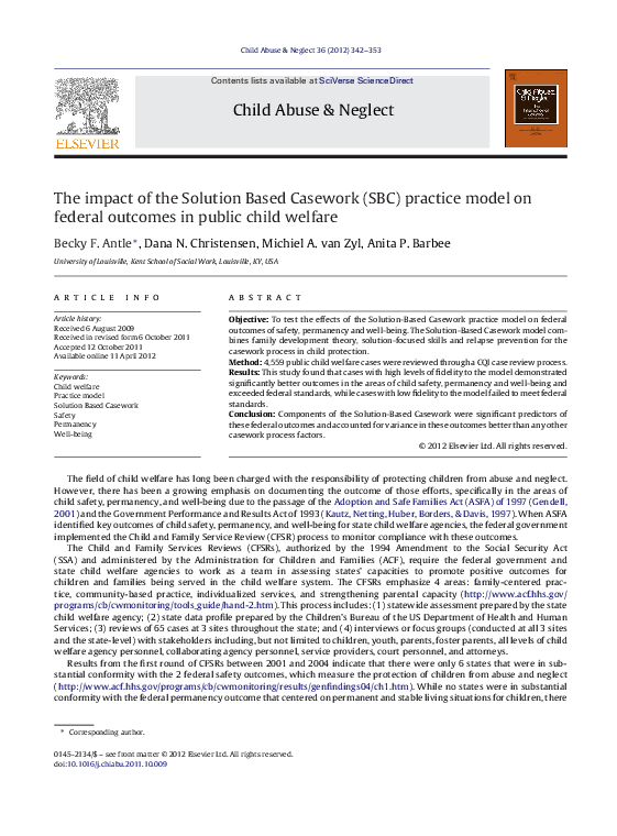 (PDF) The impact of the Solution Based Casework (SBC) practice model on ...