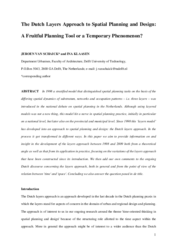 (PDF) The Dutch Layers Approach to Spatial Planning and Design: A ...