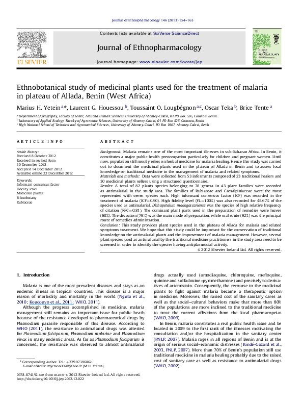 (PDF) Ethnobotanical study of medicinal plants used by people in Zegie ...