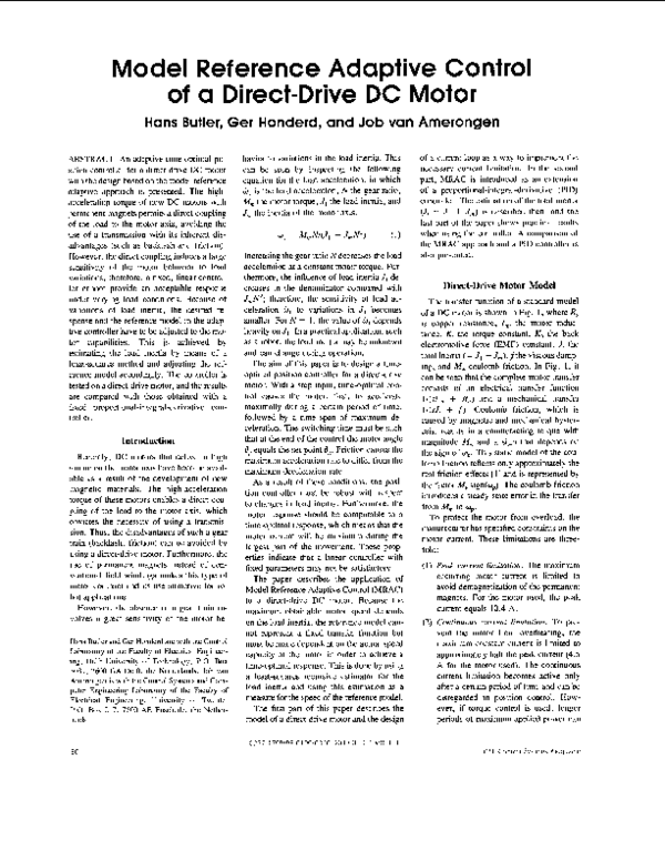 (PDF) Model reference adaptive control of a direct-drive DC motor