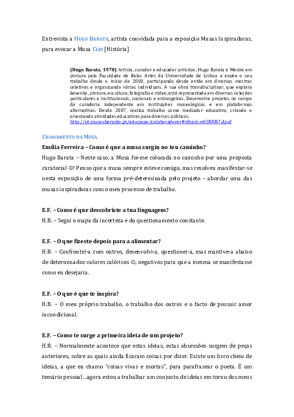 (PDF) Entrevista a HUGO BARATA