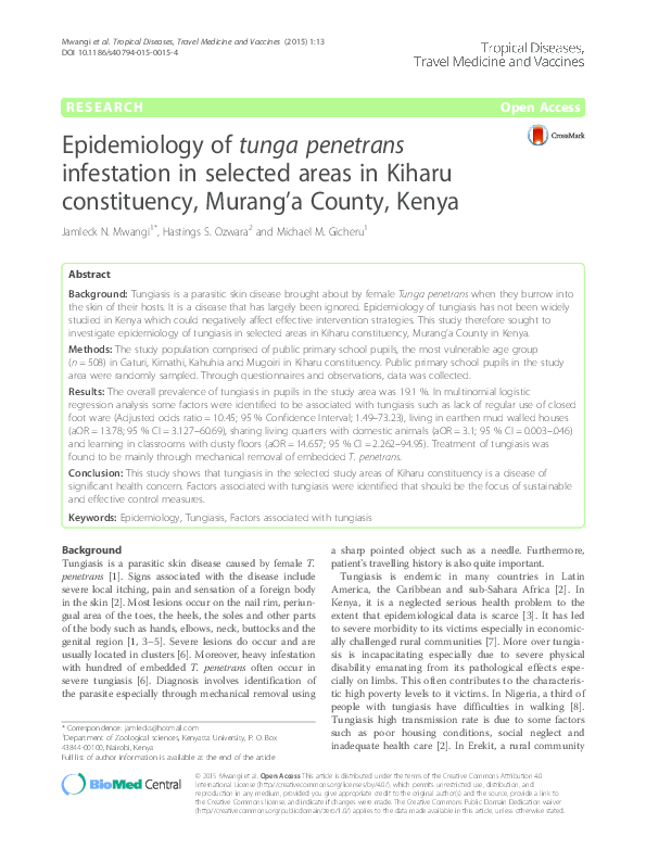 (PDF) Mapping the Geographic Distribution of Tungiasis in Sub-Saharan ...