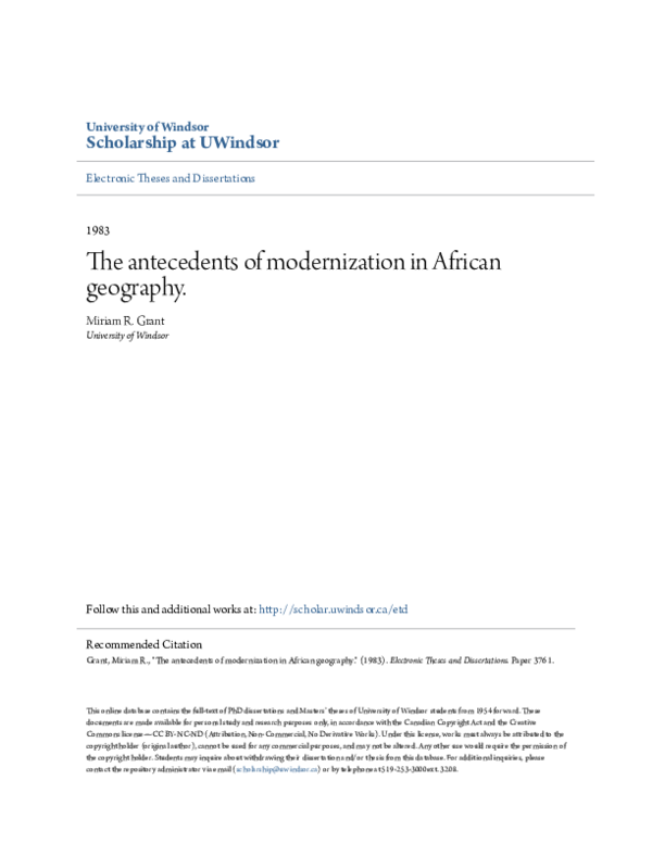 (PDF) The antecedents of modernization in African geography