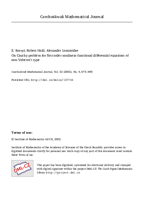 Pdf On Cauchy Problem For First Order Nonlinear Functional Differential Equations Of Non