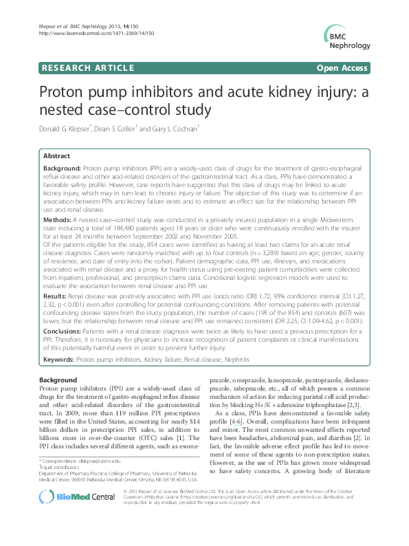 (PDF) PPIs and Risk of Acute Kidney Injury Study