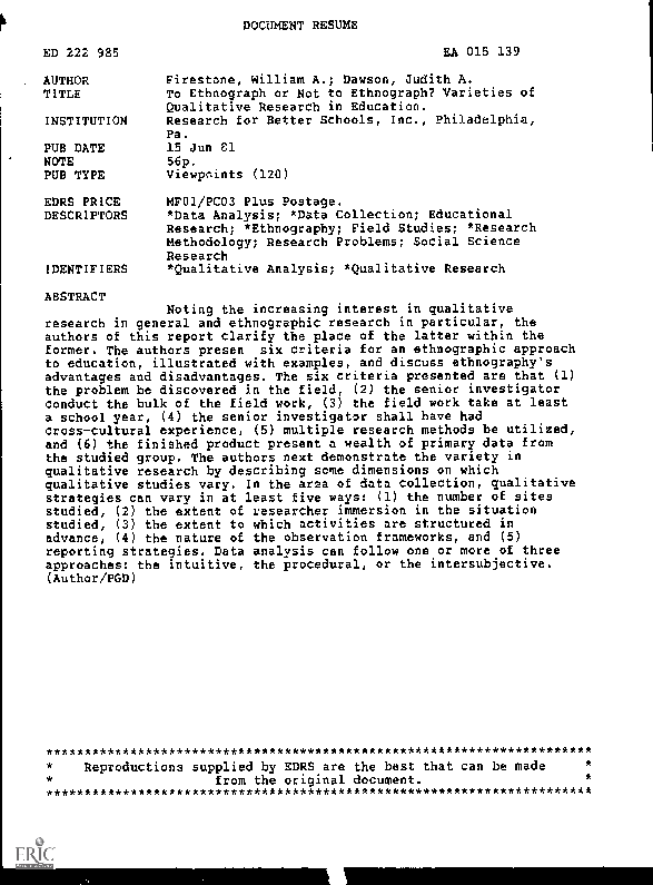 (PDF) To Ethnograph or Not to Ethnograph? Varieties of Qualitative ...