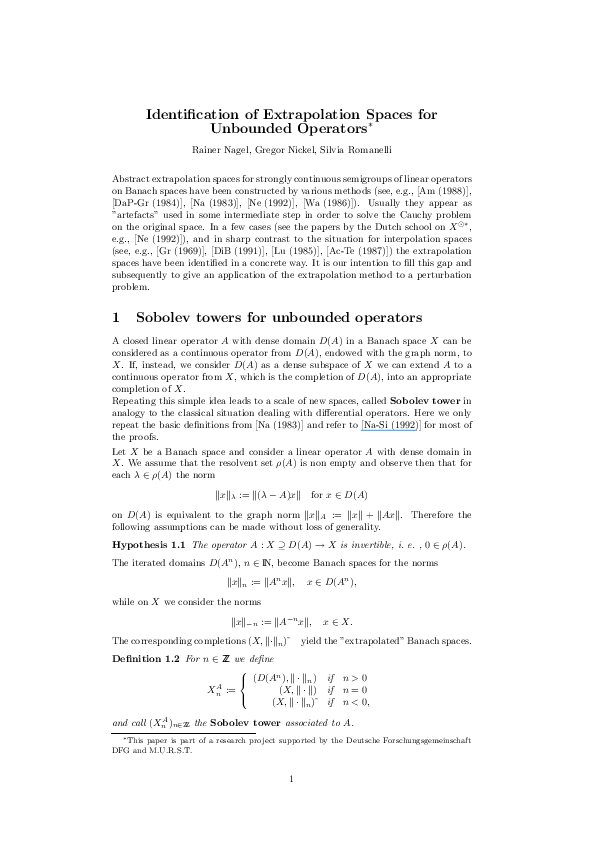 Pdf Identification Of Extrapolation Spaces For Unbounded Operators