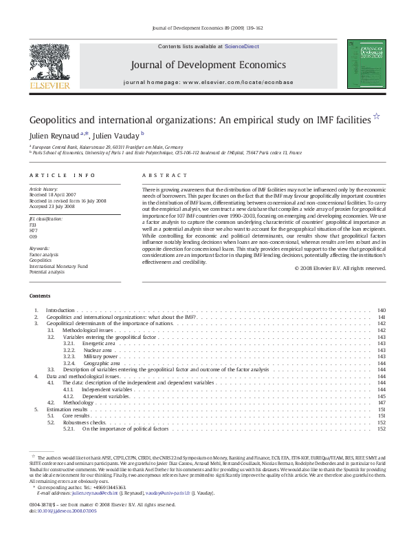 (PDF) Geopolitics and international organizations: An empirical study ...