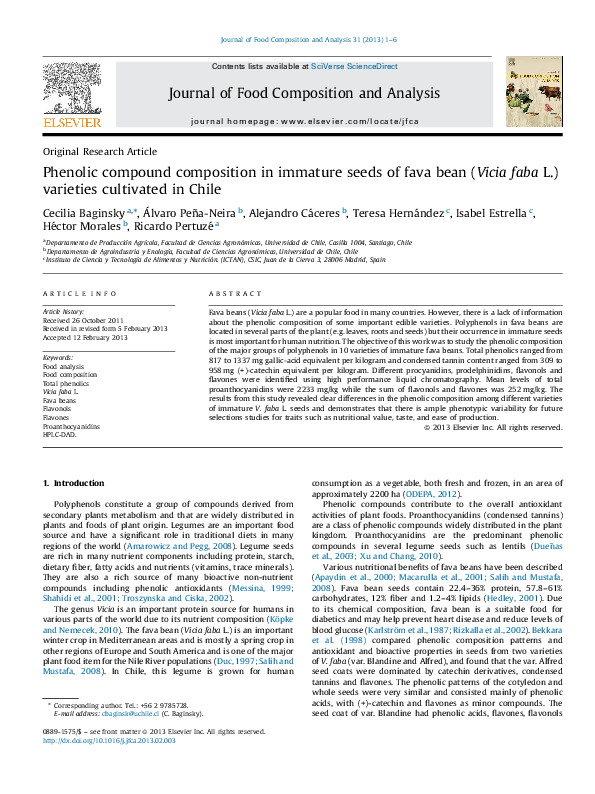 (PDF) Phenolic compound composition in immature seeds of fava bean ...