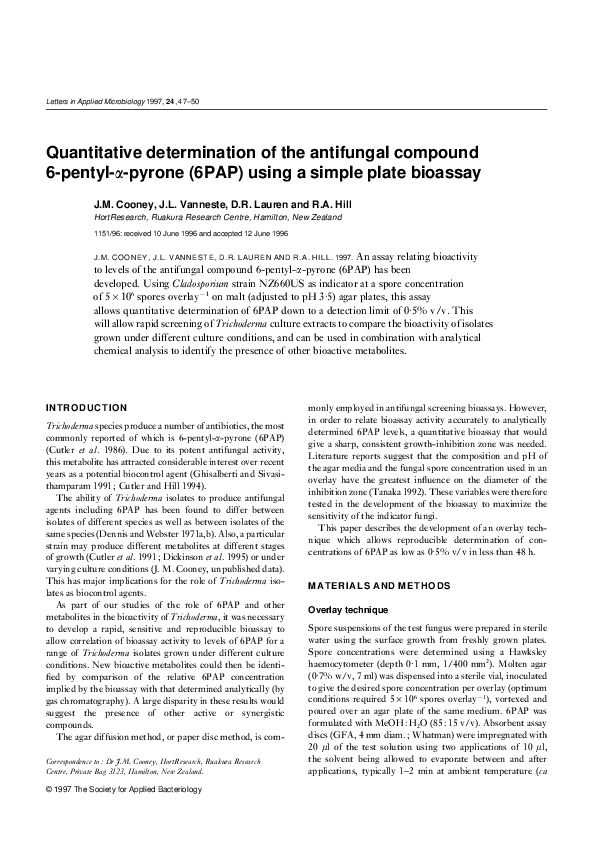 (PDF) Quantitative determination of the antifungal compound 6-pentyl ...