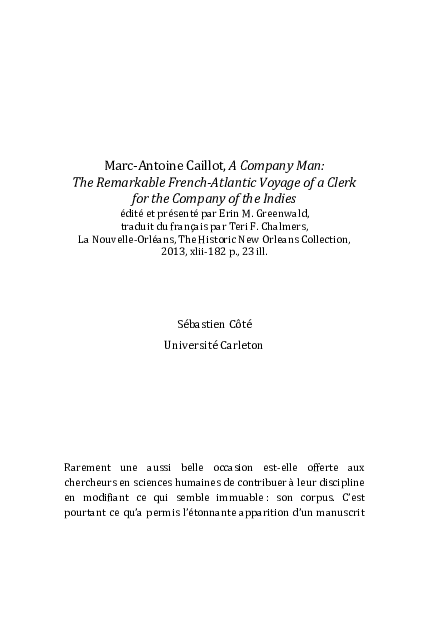 (PDF) Marc-Antoine Caillot, A Company Man: The Remarkable French-Atlantic Voyage of a Clerk for ...