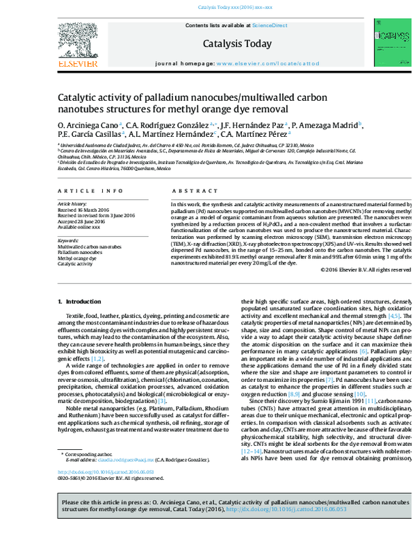 (PDF) Catalytic activity of palladium nanocubes/multiwalled carbon ...