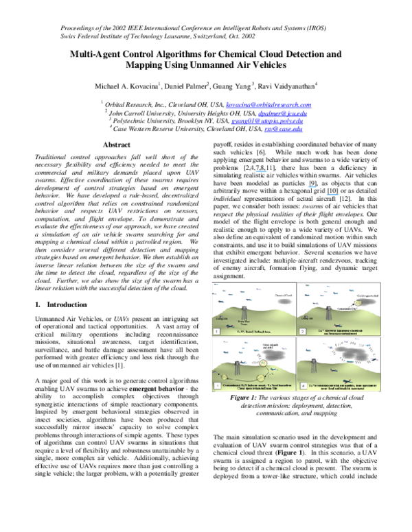 Pdf Multi Agent Algorithms For Chemical Cloud Detection And Mapping