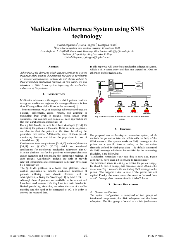 (PDF) Medication adherence system using SMS technology