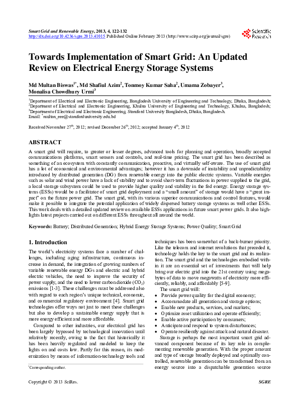 (PDF) Towards Implementation of Smart Grid: An Updated Review on ...