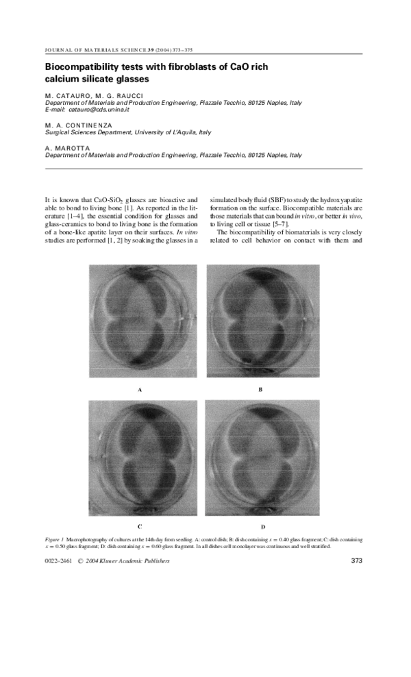 (PDF) Biocompatibility tests with fibroblasts of CaO rich calcium ...