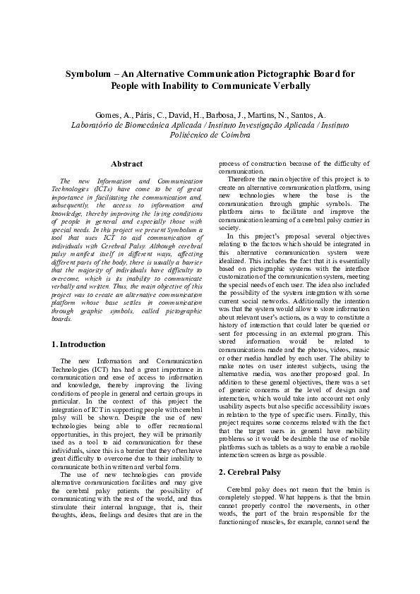 (PDF) Symbolum – An Alternative Communication Pictographic Board for ...