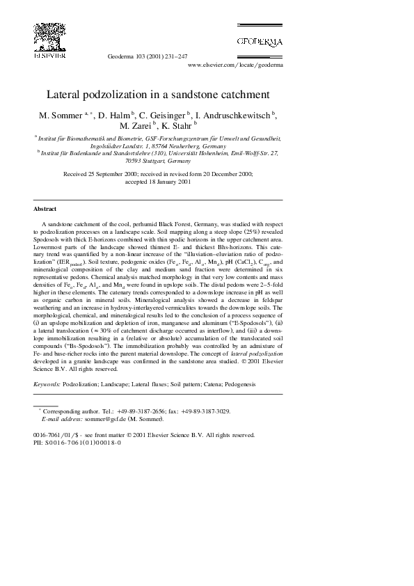 (PDF) Lateral podzolization in a sandstone catchment