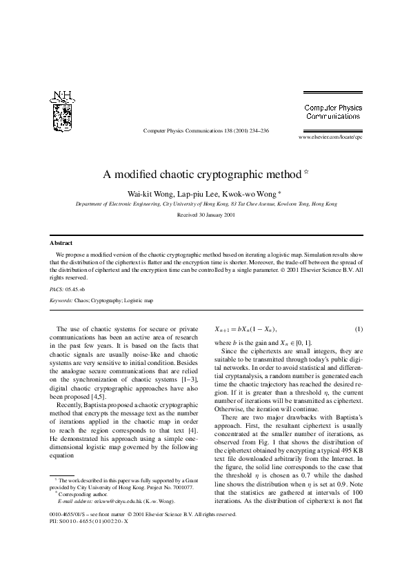 (PDF) A Modified Chaotic Cryptographic Method