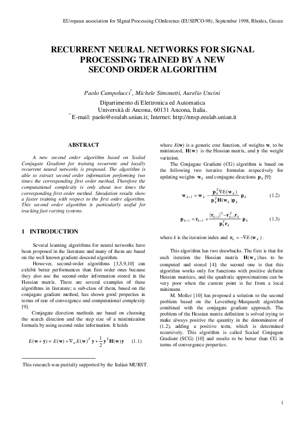 (PDF) Second Order Diagonal Recurrent Neural Network | Mohammad Farrokhi - Academia.edu