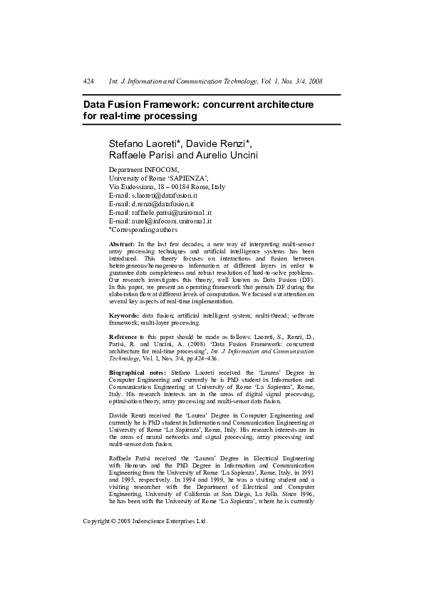 (PDF) Data Fusion Framework: concurrent architecture for real-time processing