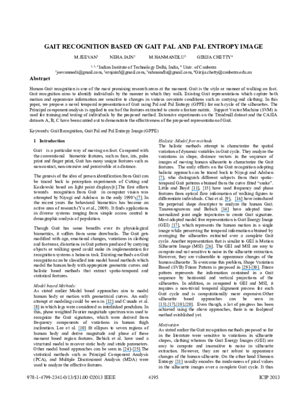 (PDF) Gait recognition based on gait pal and pal entropy image
