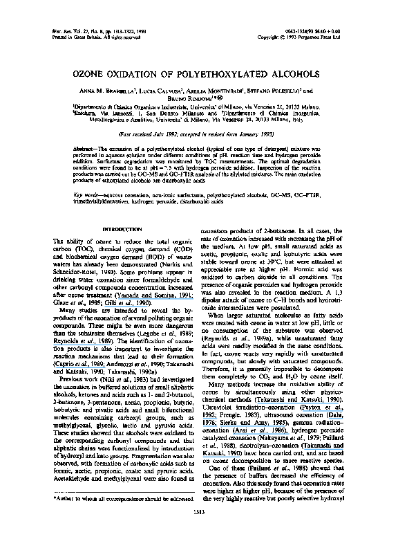 (PDF) Ozone oxidation of polyethoxylated alcohols