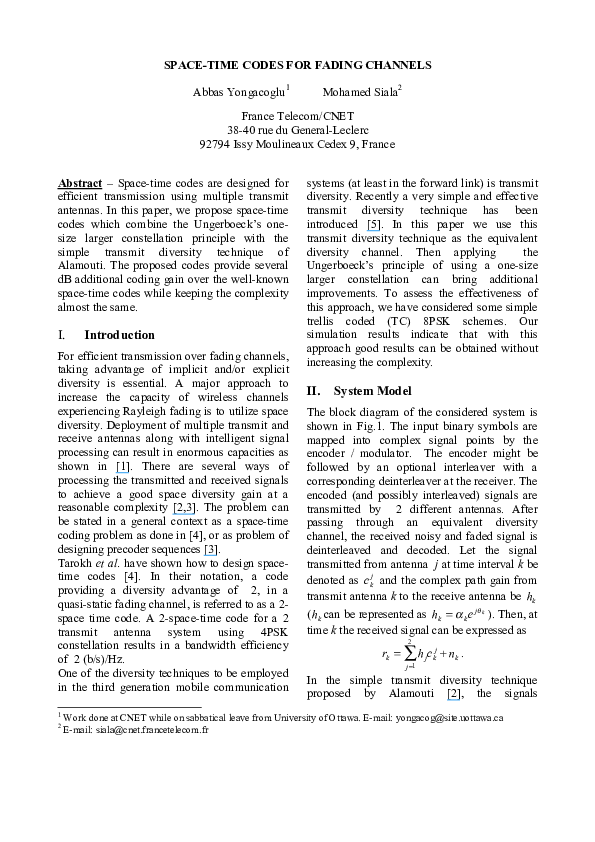 (PDF) Phase ambiguity diminishing space-time trellis codes | H. Leib - Academia.edu