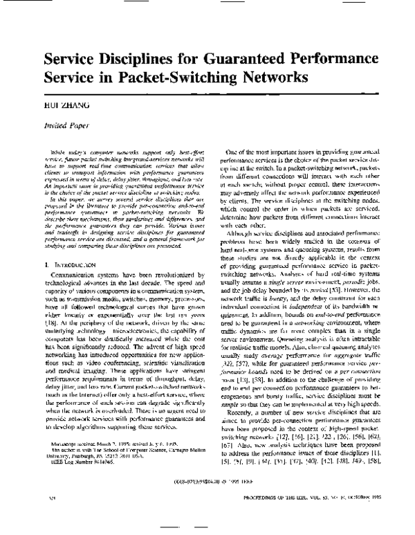 Pdf Service Disciplines For Guaranteed Performance Service In Packet Switching Networks
