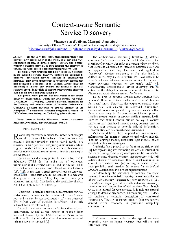 (PDF) Context-aware Semantic Service Discovery