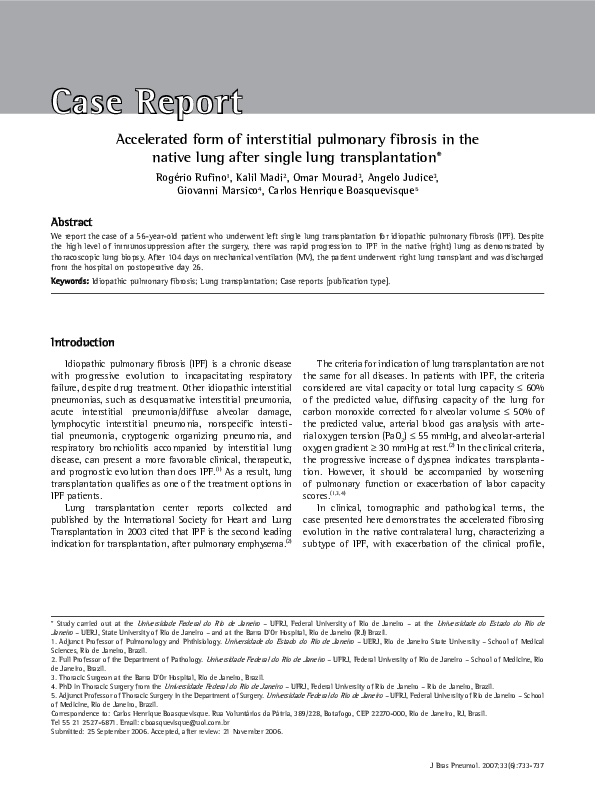 (PDF) Forma acelerada da fibrose pulmonar idiopática no pulmão nativo ...